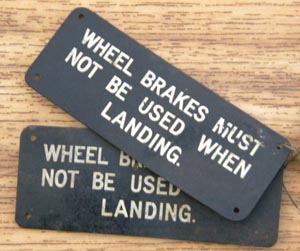 Original Brake warning label (pg 21 ins)
